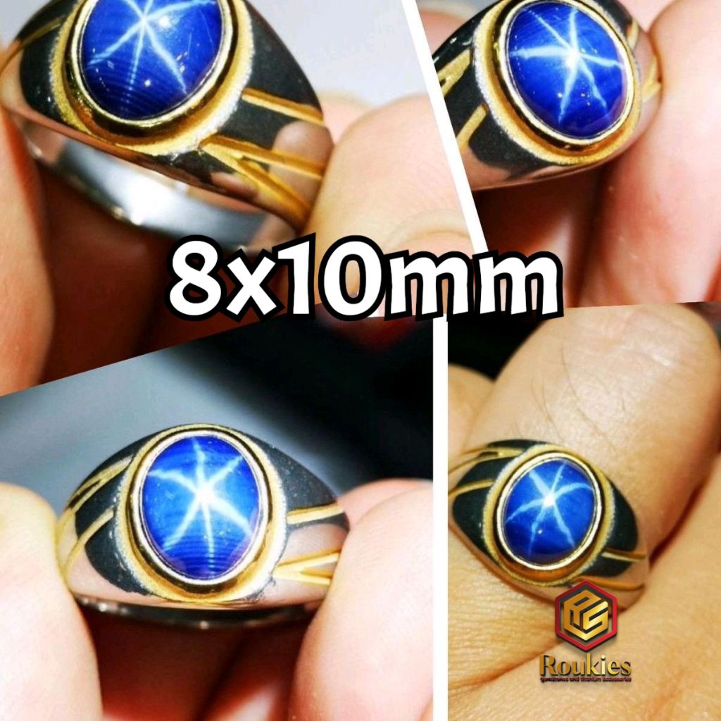 Jual CINCIN BATU PERMATA BLUE AMERICAN STAR UKURAN 8x10mm KEKERASAN 9 ...