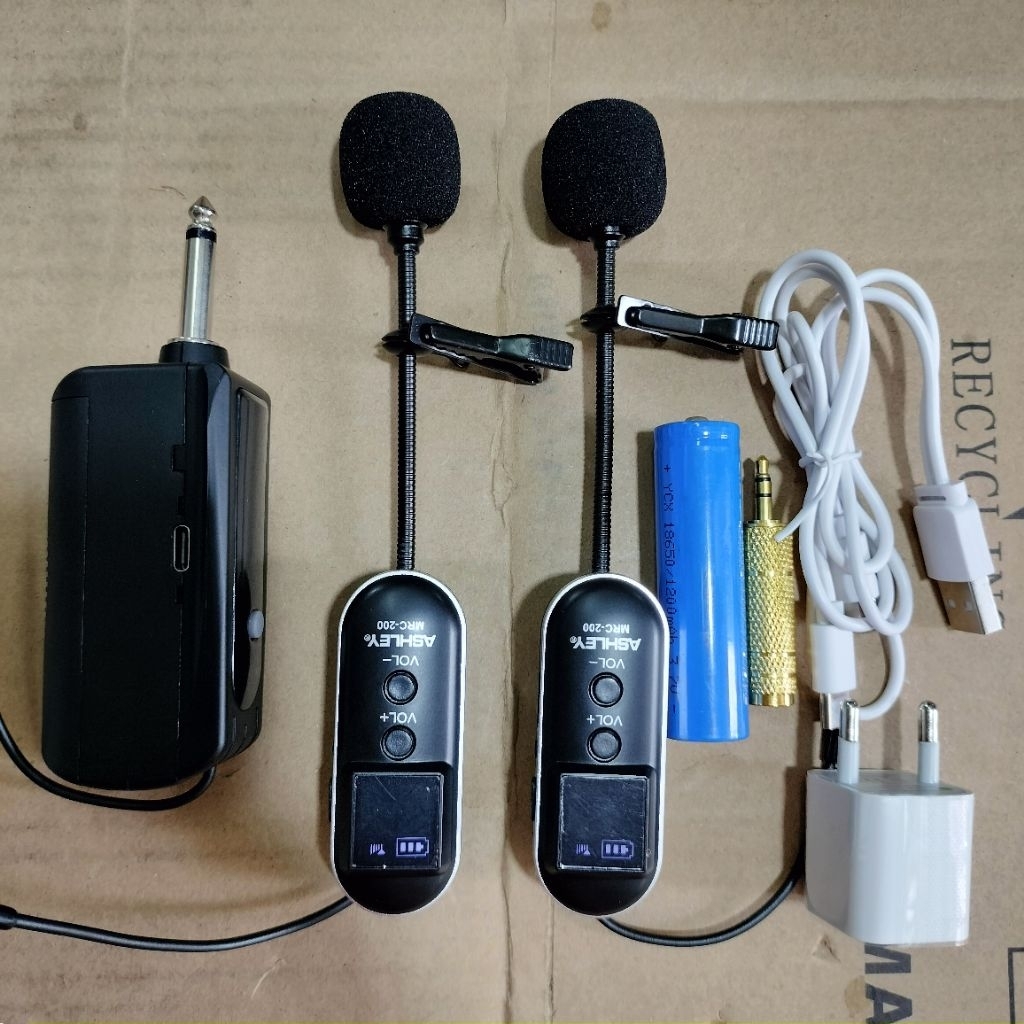 Jual Mic Clip On / Jepit Wireless ASHLEY MRC-200 Original ( 2 Unit Mic ...