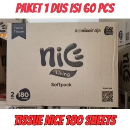 Jual (PAKET 1 DUS) Tissue NICE Facial 180 Sheets 360 Helai 2 Ply Tisu ...