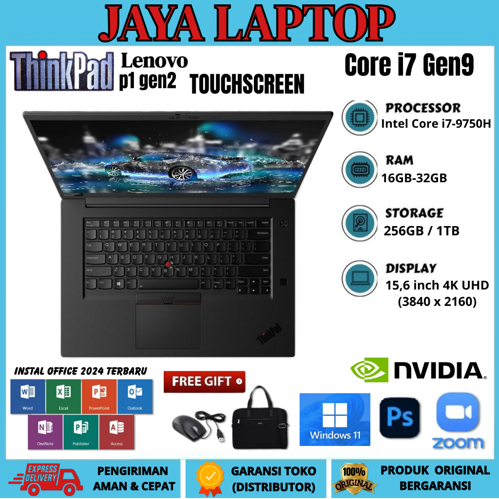 Jual LAPTOP THINKPAD P1 GEN2 Core i7 9th TOUCHSCREEN NVIDIA RAM 32GB ...
