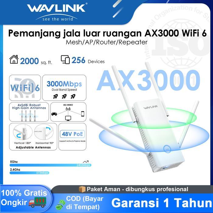 Jual WAVLINK AX3000 Wi-Fi 6 Repeter Router Terbaur 2025! Cakupan Luas ...