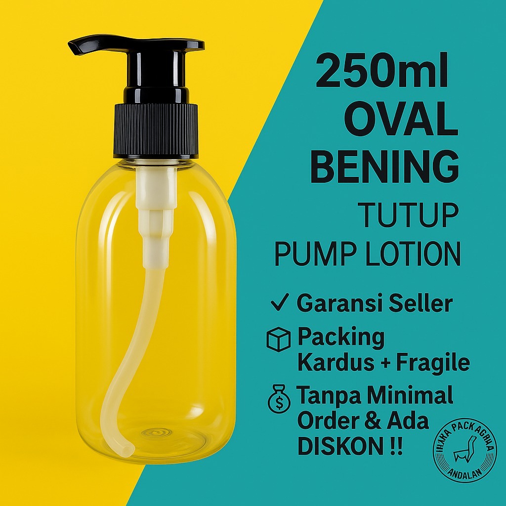 Jual Botol Pump Lotion 250ml Oval Bening – Botol Kosmetik Skincare ...