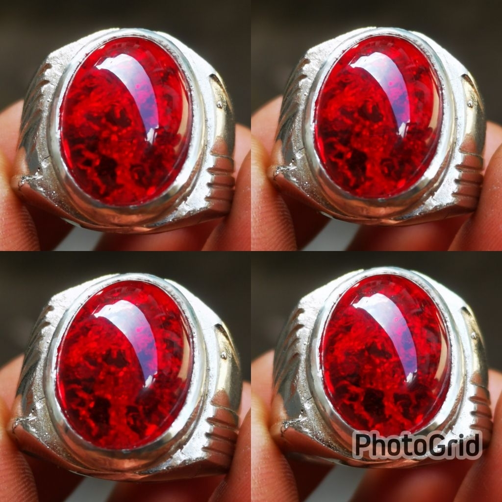 Jual Batu permata merah siam pecah seribu ring tanam | Shopee Indonesia