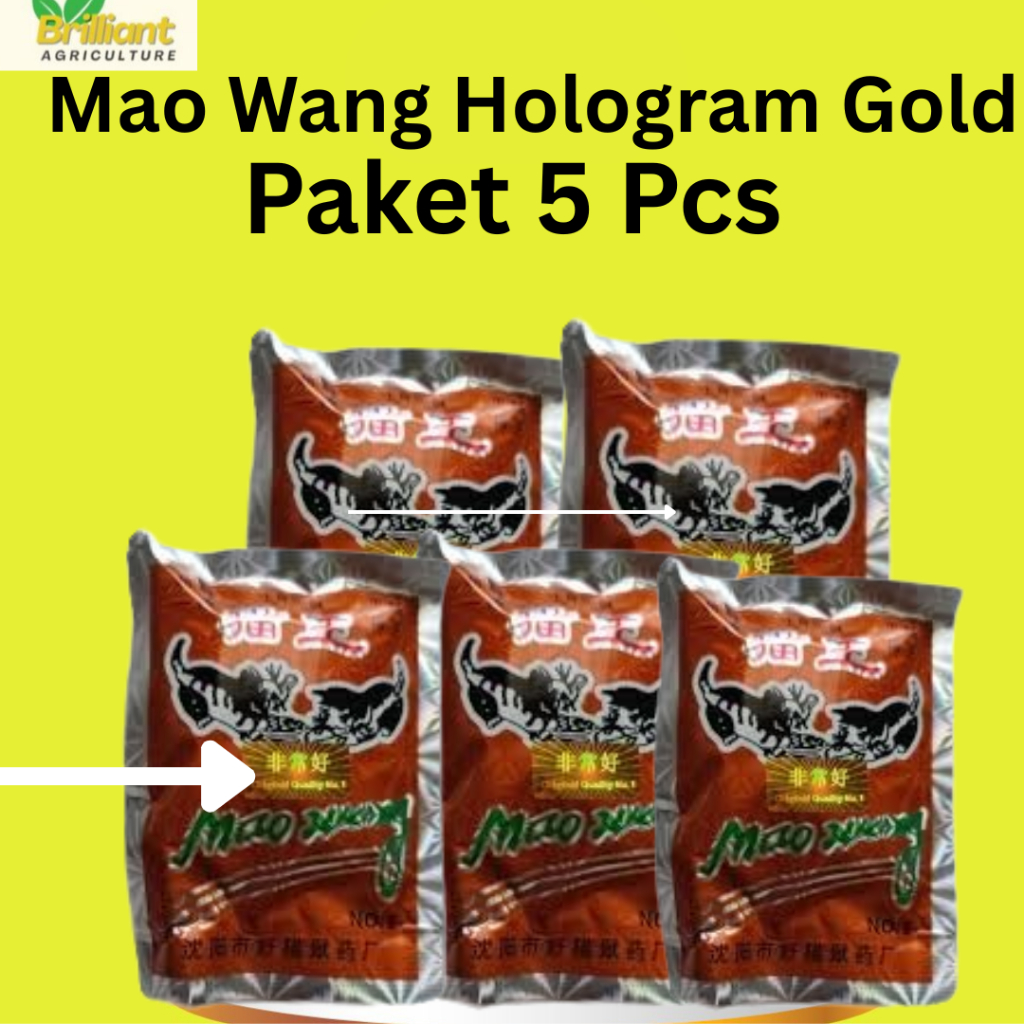 Jual Paket 5 PCS Maowang / Mao Wang Racun Tikus Beras No.1 Hologram Gold dosis tinggi | Shopee ...