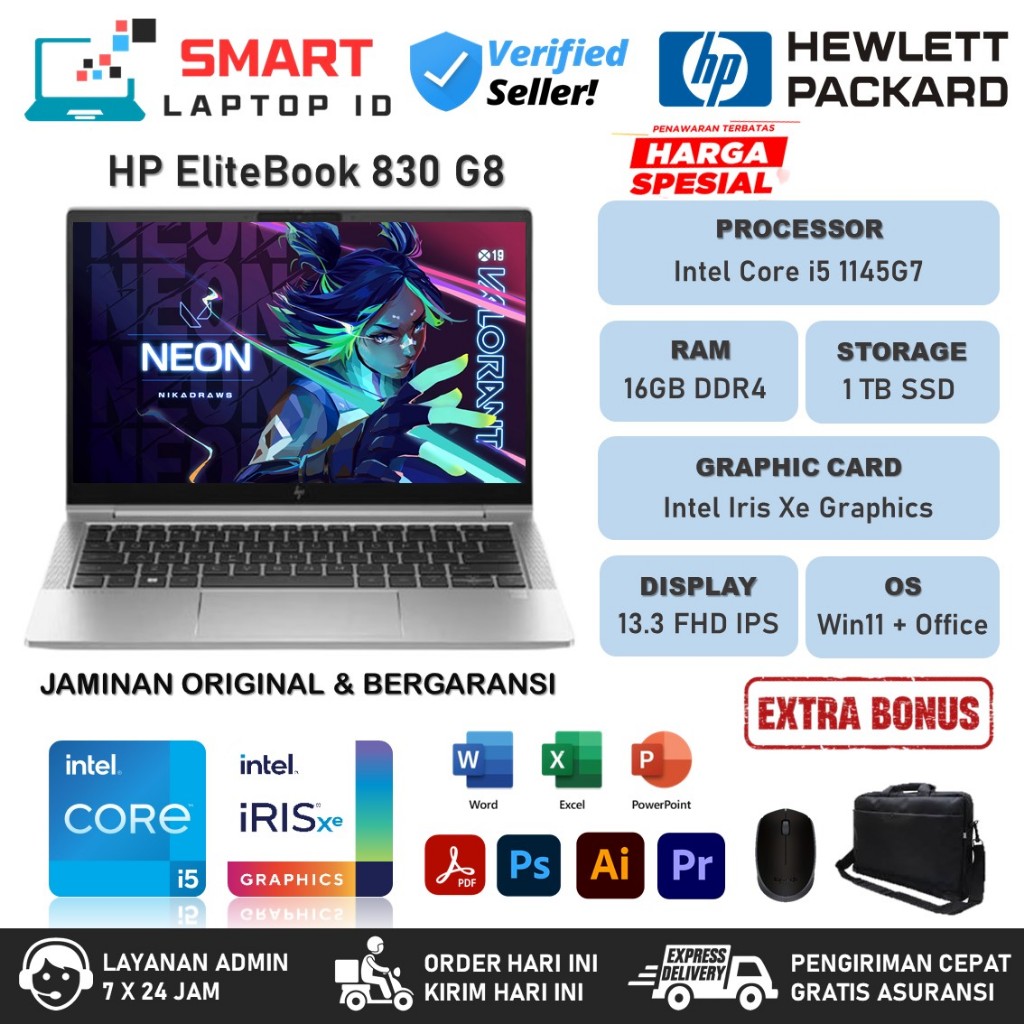 Jual HP Elitebook 830 G8 Intel Core i5 1145G7 RAM 16GB 1TB SSD 13.3 FHD ...