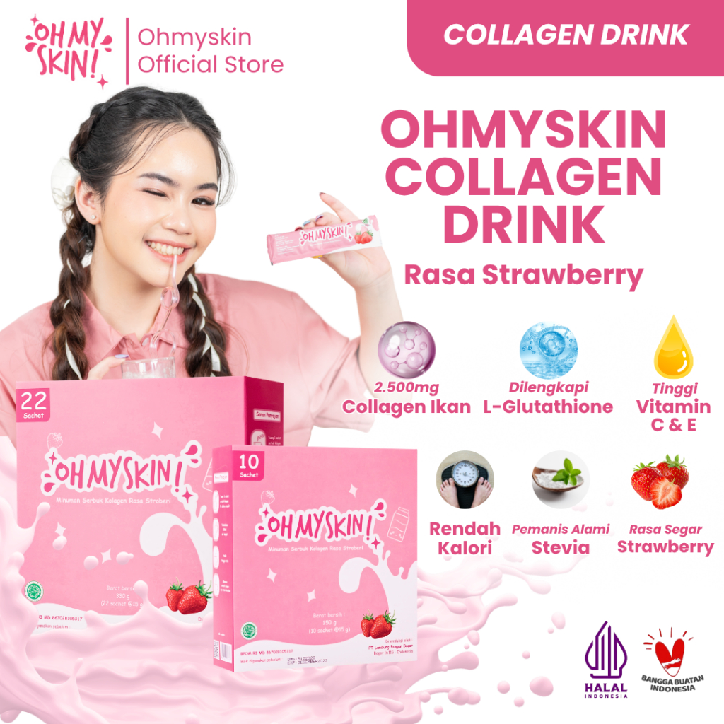 Jual Oh My Skin! Collagen Drink Powdered Drink Strawberry with 2500mg ...