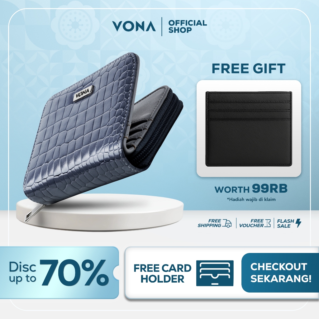 Jual VONA Sochi Wallet - Dompet Wanita Lipat 2 Motif Croco Slot Koin ...