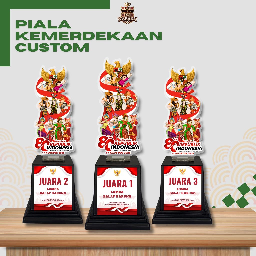 Jual Piala Akrilik Kemerdekaan Stiker Custom 17 Agustus Hut RI ke 80 I ...