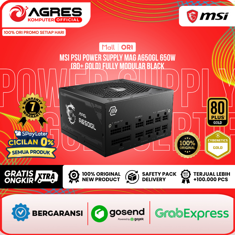 Jual MSI PSU POWER SUPPLY MAG A650GL 650W (80+ GOLD) FULLY MODULAR ...