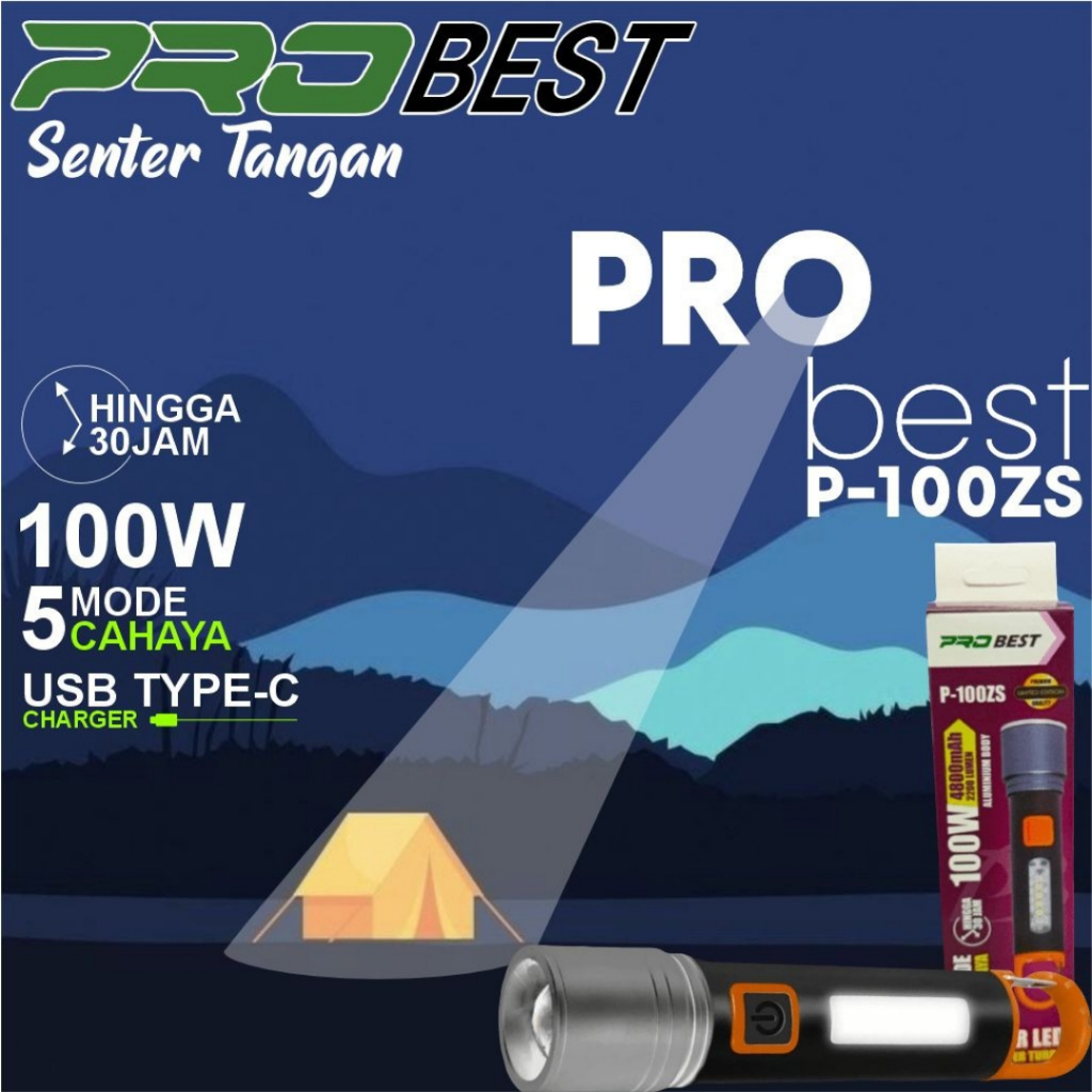Jual Senter Tangan ProBest Zoom 5 Mode Cahaya 100W 160W 240W 280W Murah ...