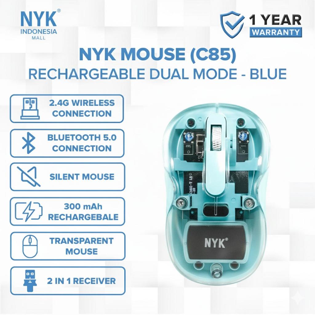 Jual NYK Mouse C85 Dual Mode Rechargeable Wireless Silent Optical ...