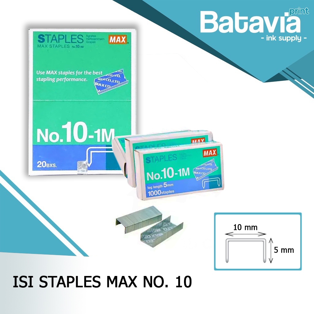 Jual ISI STAPLES MAX NO. 10 | REFILL ISI STAPLER KECIL | FOR STAPLER HD ...
