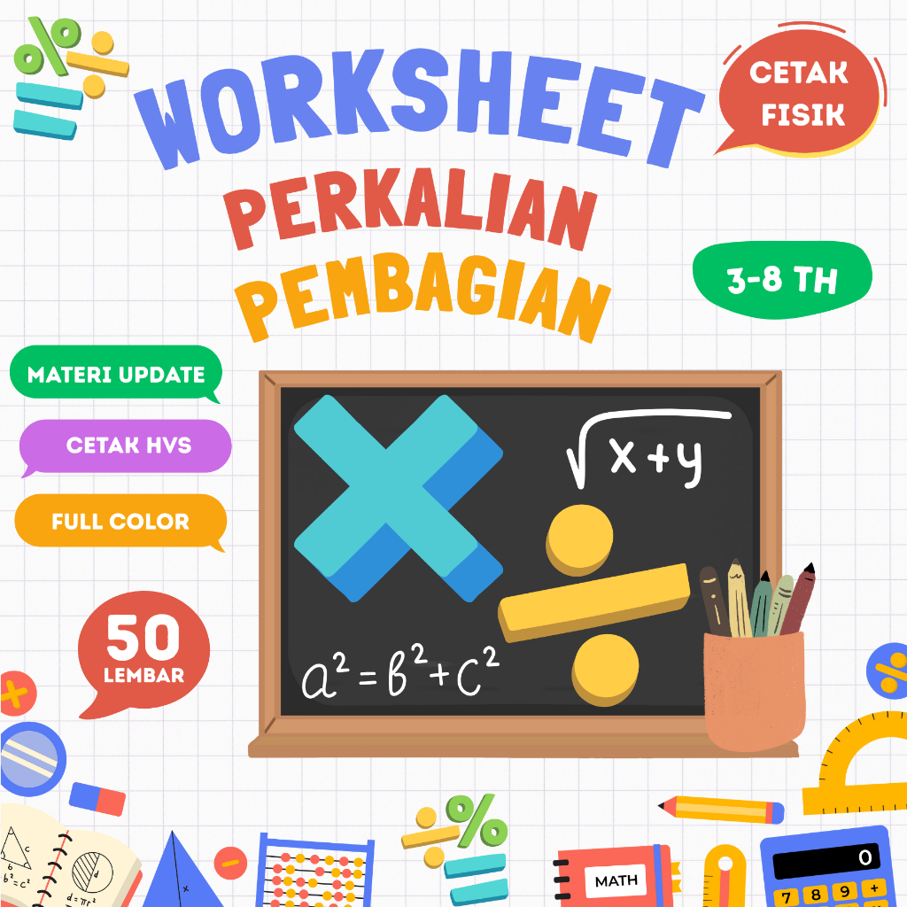 Jual Worksheet - Lembar Aktivitas Anak Edukasi Latihan Perkalian ...