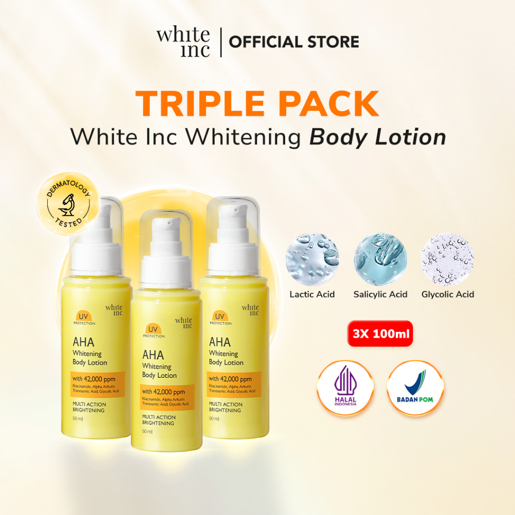 Jual [PACKAGE 3] WHITE INC AHA Body Lotion to Whitening & Moisturising ...