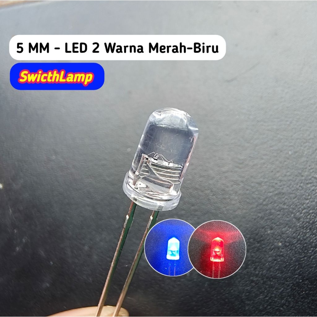 Jual ( per 20 pcs) LED 5 mm 2 warna merah biru bergantian 3 v body ...
