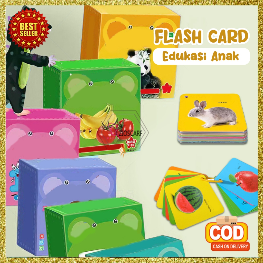 Jual Flash Card Edukasi Mainan Anak Kartu Pintar Belajar Hewan Buah ...