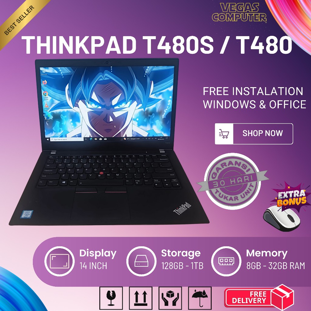 Jual Lenovo Thinkpad T480S / T480 Core i7 i5 GEN 8 RAM 8GB SSD UP TO ...