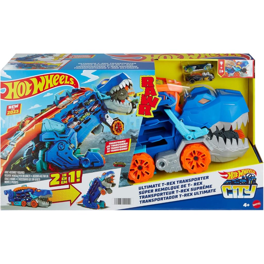 Jual STOK TERBATAS HOT WHEELS CITY TOY CAR TRACK SET, ULTIMATE T-REX ...