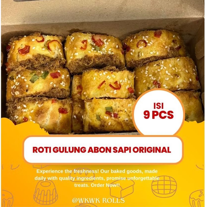 Jual Roti gulung abon sapi original By WKWk Rolls / Isi 9 Pcs / Roti ...