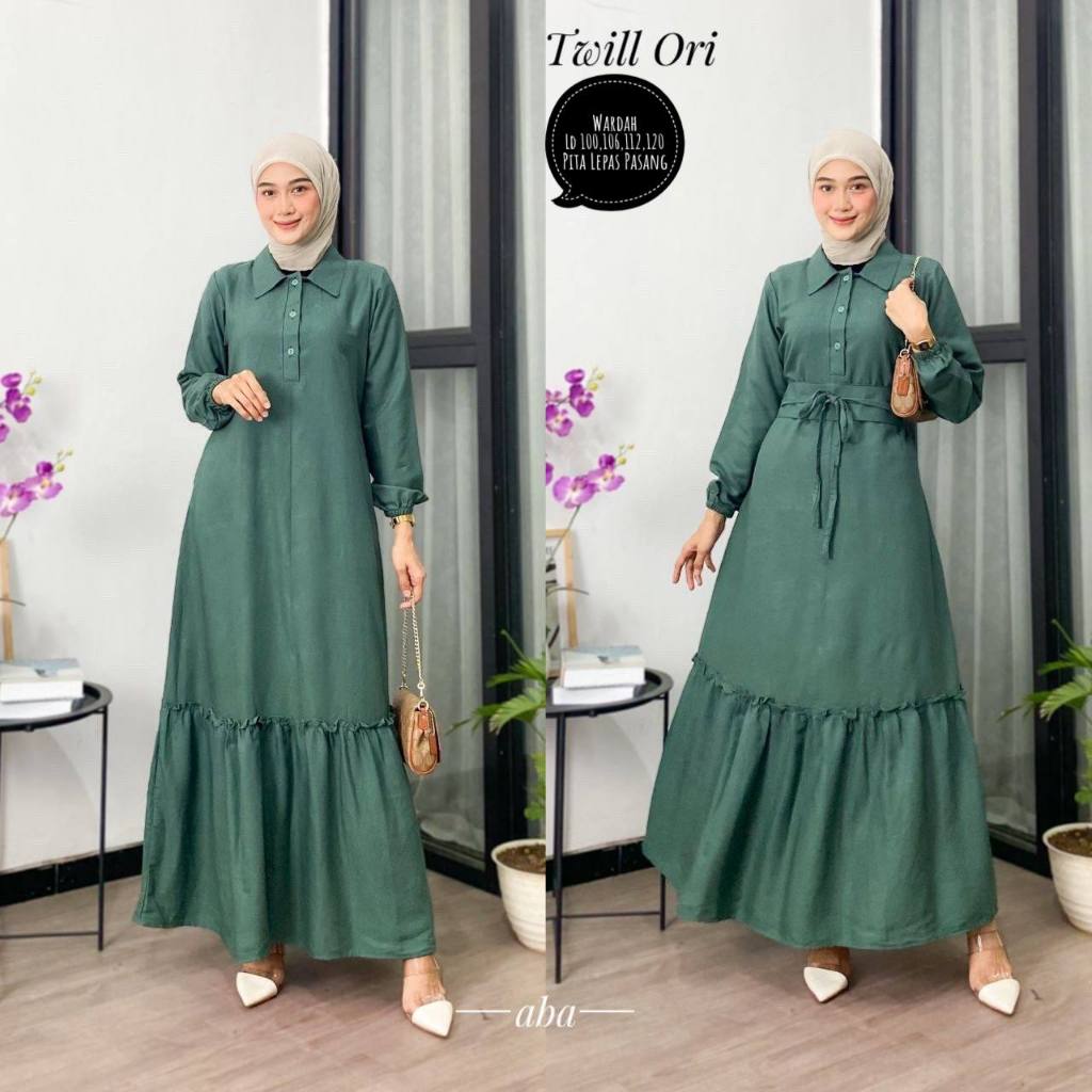 Jual NIKMAT - GAMIS POLOS BAHAN TWILL ORI KERAH KEMEJA REMPEL BAWAH ...