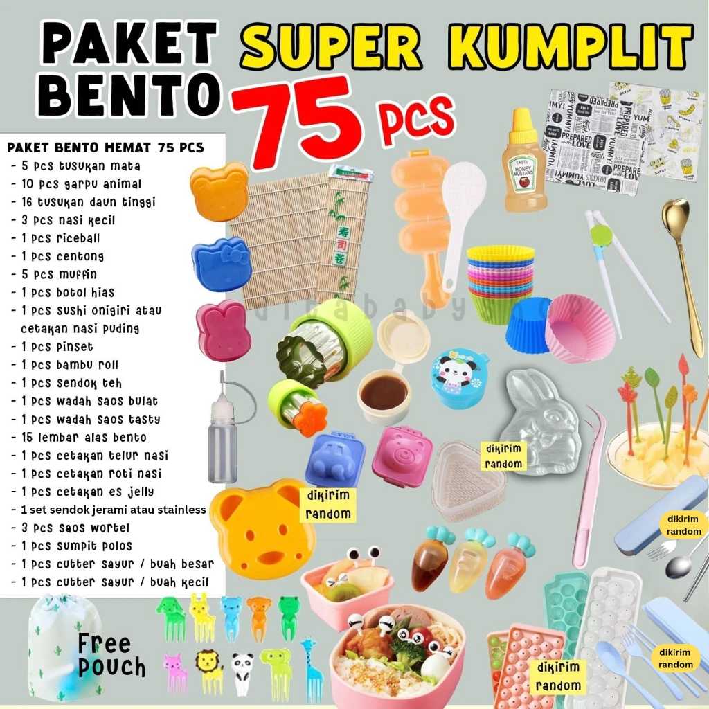 Jual READY CS1 DITABABY Paket BENTO Perlengkapan PAKET Bento Anak isi ...
