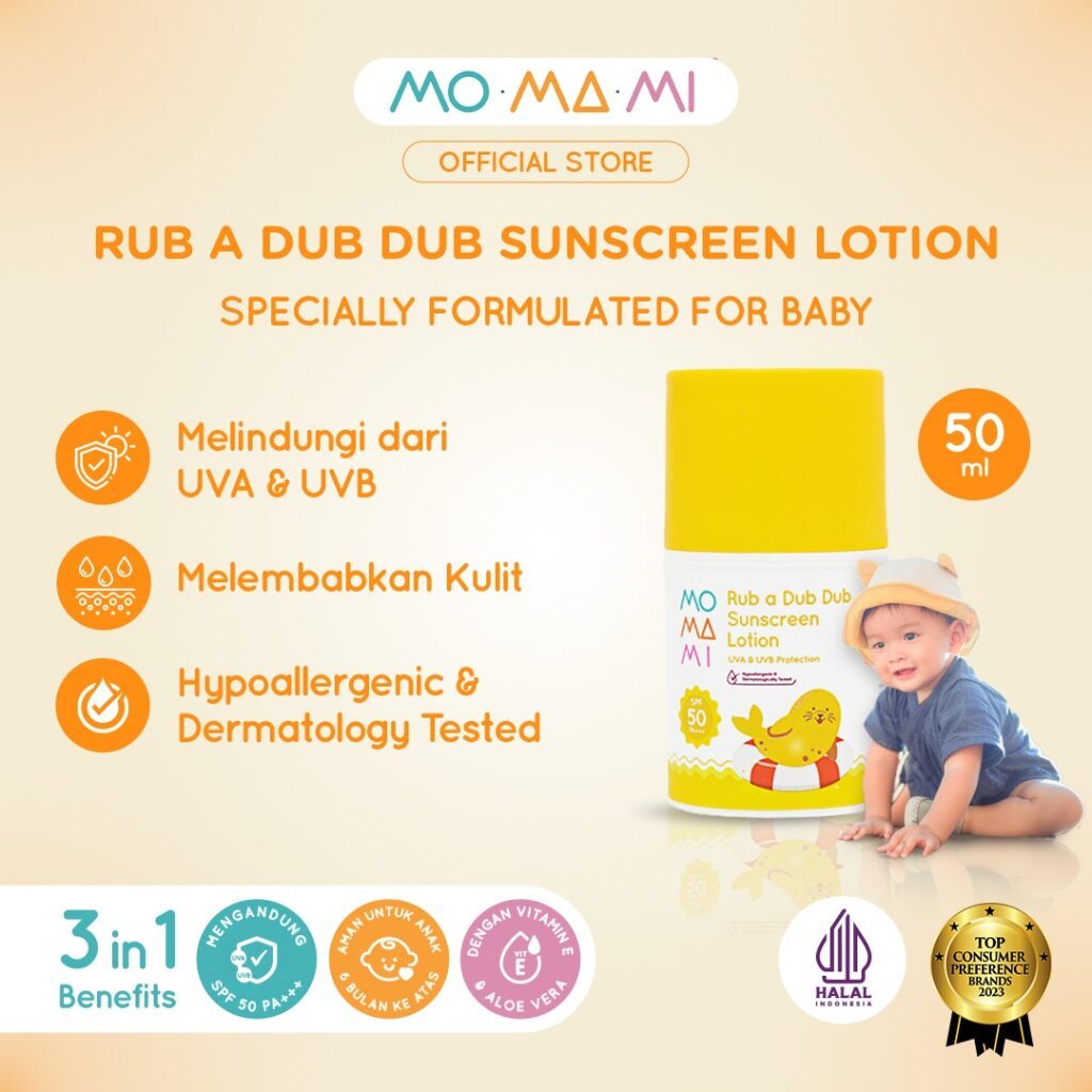 Jual Momami Rub A Dub Dub Sunscreen 50ml – SPF 50 PA+++ Sunscreen ...