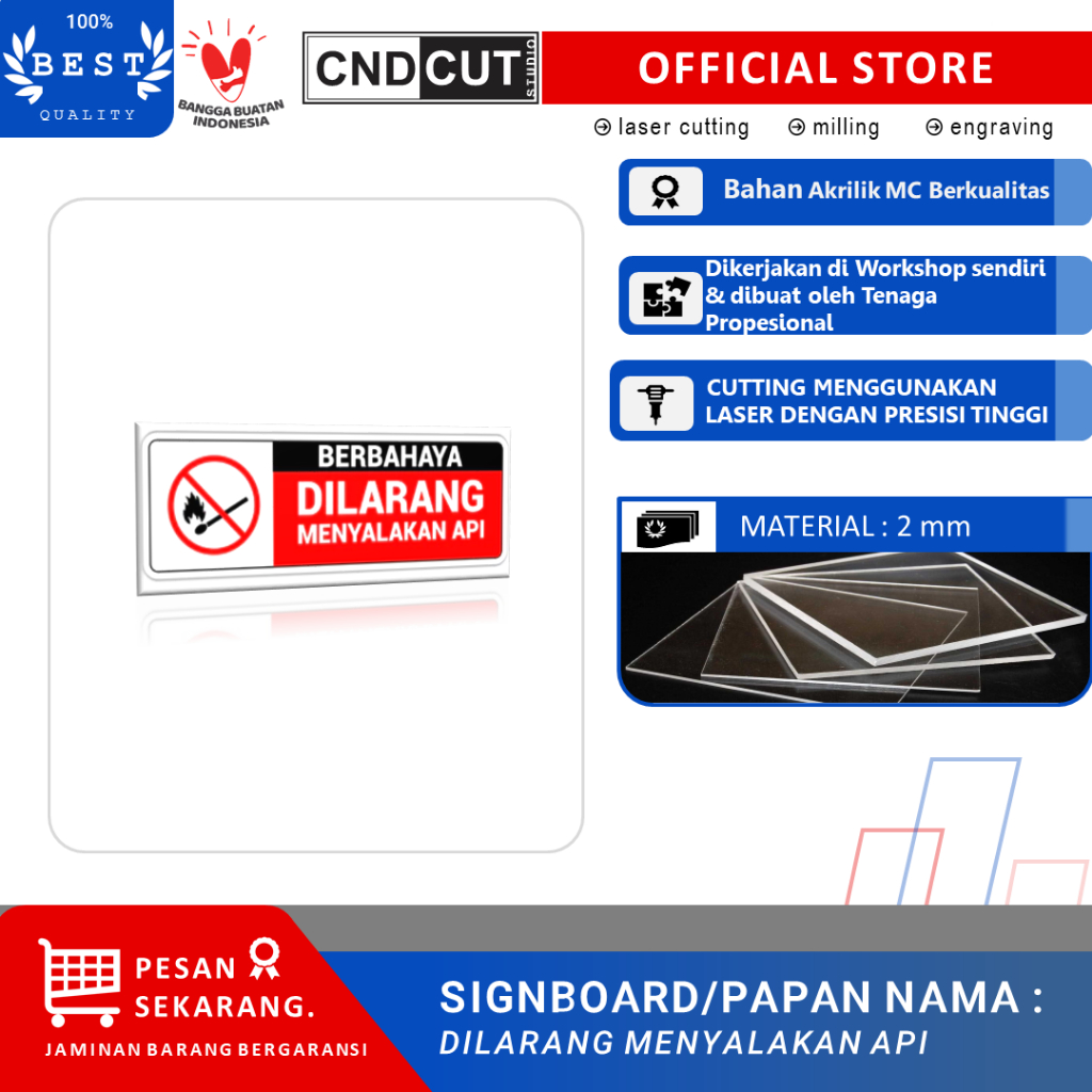 Jual Signboard Akrilic Dilarang Menyalakan Api 30 x 10 cm | Shopee ...