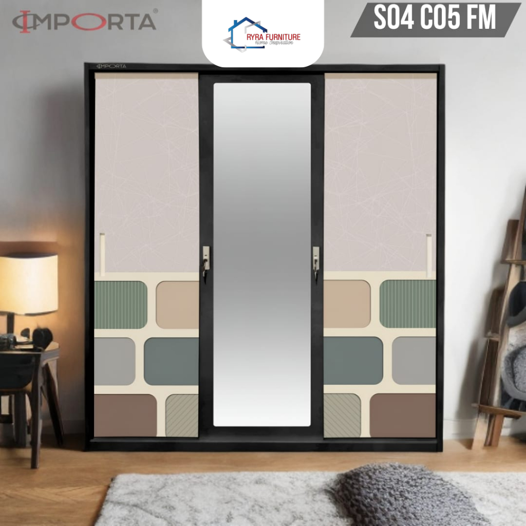 Jual IMPORTA - IMP S04 /LEMARI PAKAIAN BESI 3 PINTU SLIDING/LEMARI BESI ...