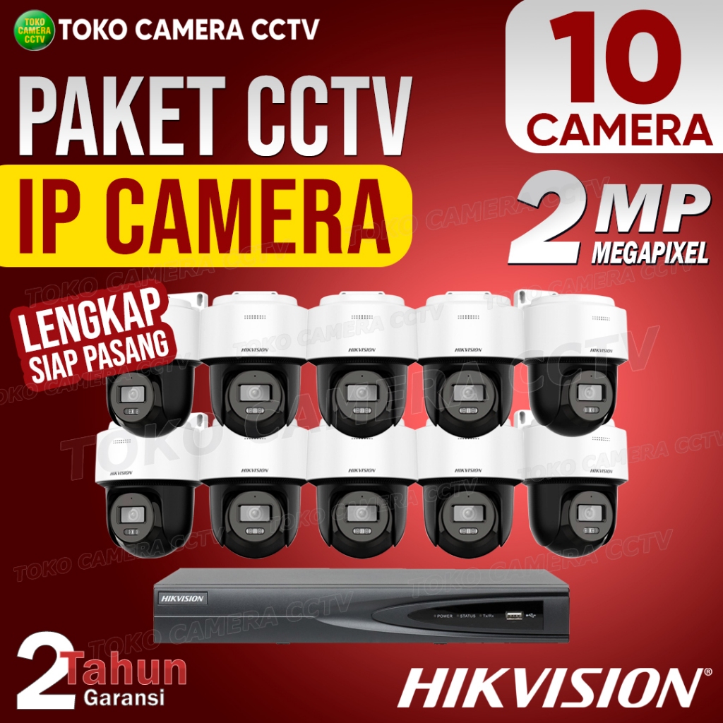 Jual PAKET CCTV IP CAMERA PTZ HIKVISION 2MP 4MP 16 CHANNEL 10 KAMERA ...