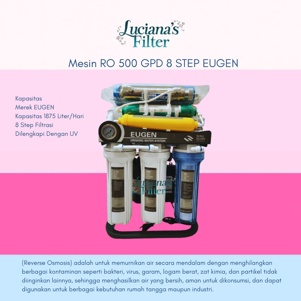 Jual MESIN RO 500 GPD 8 STEP UV / REVERSE OSMOSIS 500 GPD 8 STEP UV ...