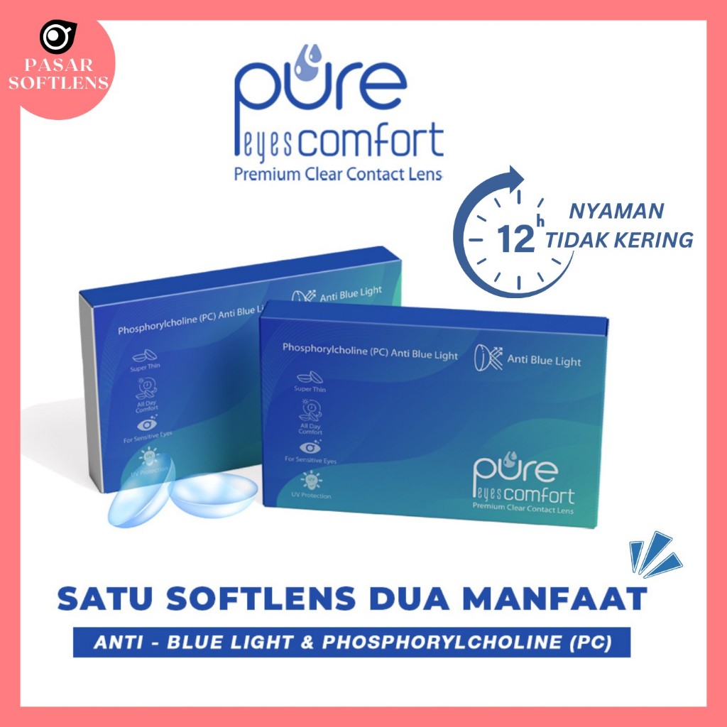 Jual SOFTLENS BENING PURE EYES CLEAR COMFORT ANTI BLUE LIGHT MINUS (-0. ...