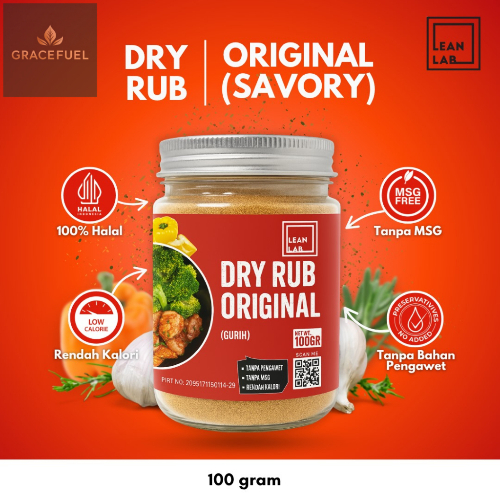 Jual Lean Lab Dry Rub – Bumbu Marinasi Ayam Rendah Kalori Non MSG (Ori ...