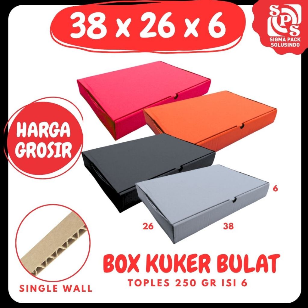 Jual Box Kuker 38x26x6 LD Kardus 38x26x6 LD Dus Kue Kering Bulat 250gr ...