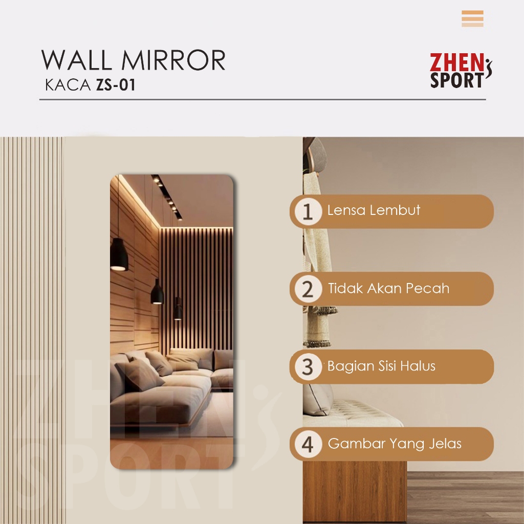 Jual KACA TEMPEL KACA DINDING PERSEGI PANJANG STANDING MIRROR ANTI ...