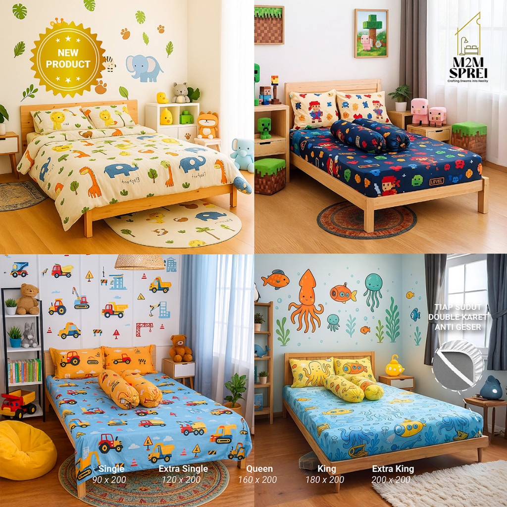 Jual Sprei Double Karet Motif Karakter Anak dan Remaja Anti Geser ...