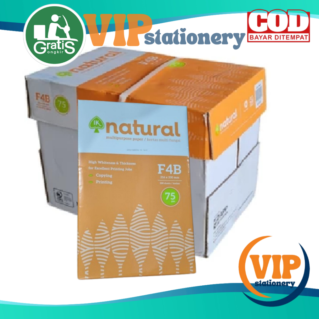 Jual Kertas Natural F4 (1 Dus) 5 Rim = 2500 lembar Kertas HVS Natural ...