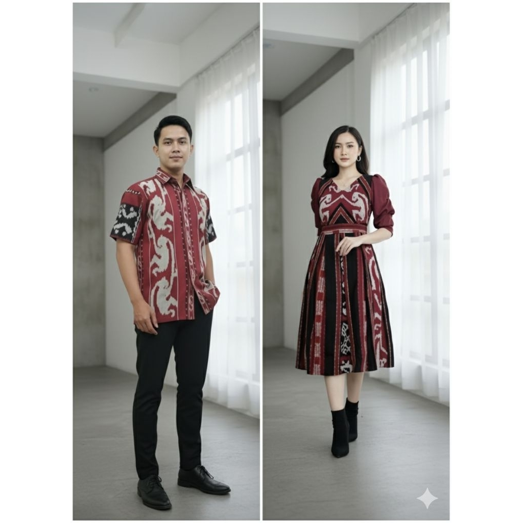 Jual BAJU TENUN BAJU COUPLE DRESS COUPLE KEMEJA BAJU MODEREN BAJU ...