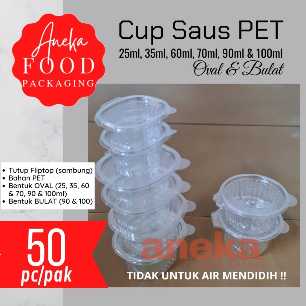 Jual 50pc- Cup mika plastik sauce SSY jelly puding agar OVAL lonjong ...