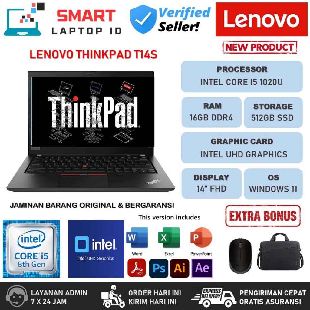 Jual Lenovo Thinkpad T14s Intel Core i5 10210U 16GB 512GB SSD 14 Inch ...