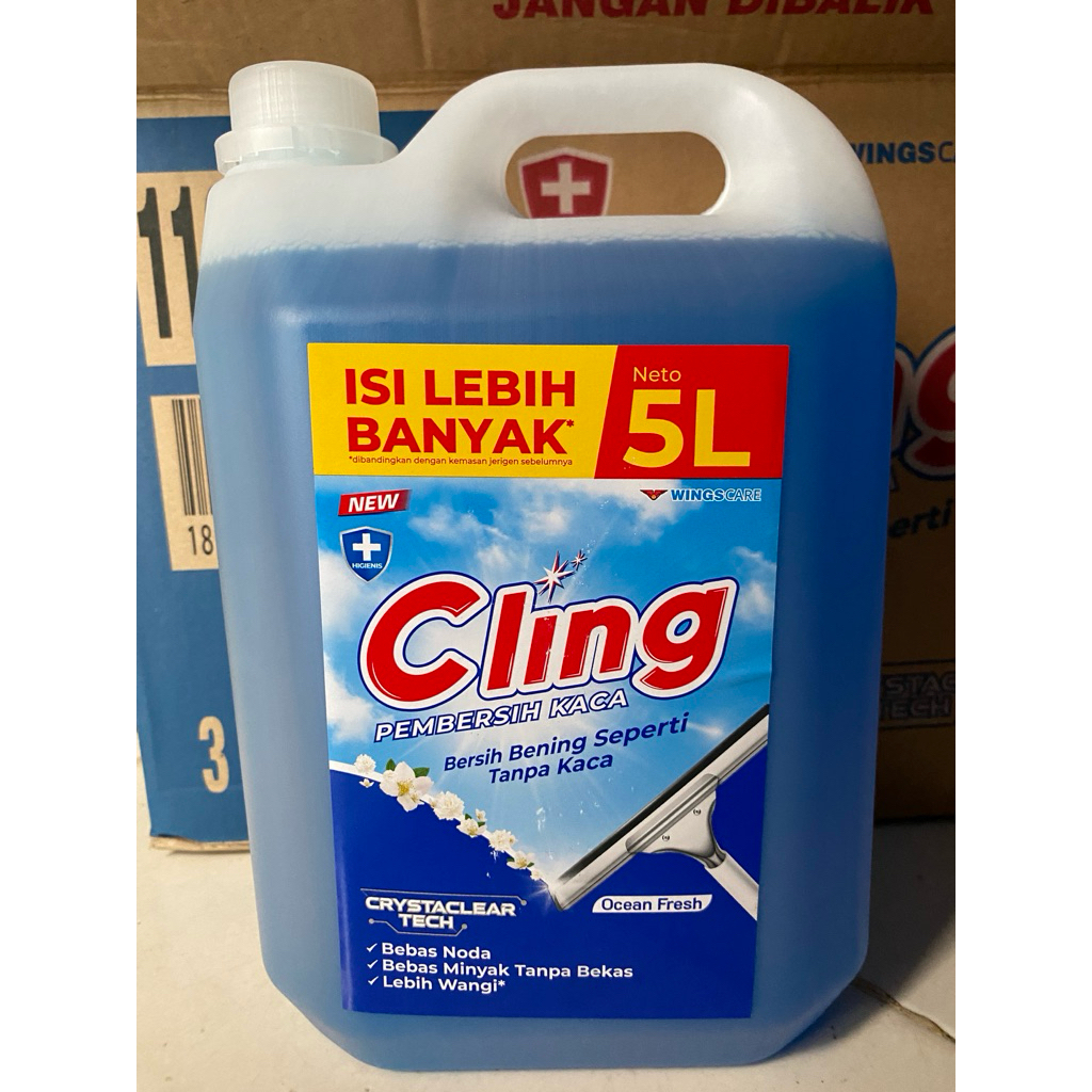 Jual CLING Cairan Pembersih Kaca Ocean Fresh Kemasan Baru Jerigen 5 ...
