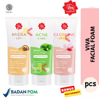 Jual Viva BRIGHT Facial Foam with Niacinamide, AHA, BHA, Glutathione ...