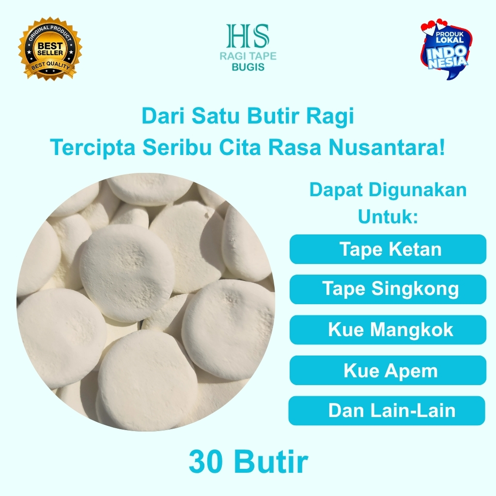 Jual Ragi Tape Bugis HS Premium Ketan Singkong Isi 30 Butir Ekstra ...