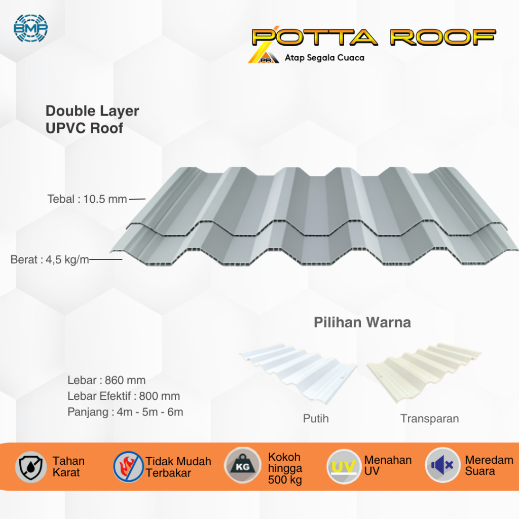 Jual ATAP UPVC DOUBLE LAYER POTTAROOF | Shopee Indonesia
