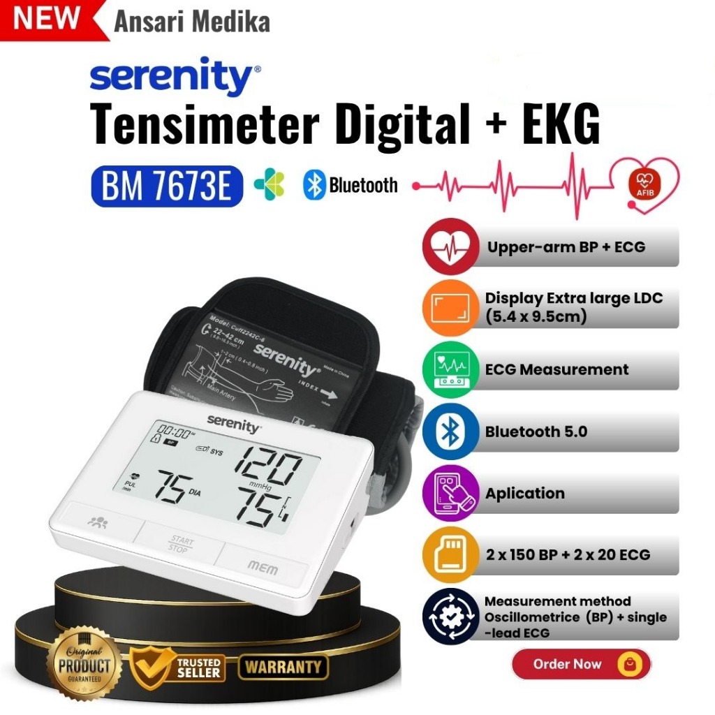 Jual SERENITY TENSIMETER DIGITAL BM-7673E BLOOD PRESSURE MONITOR ...