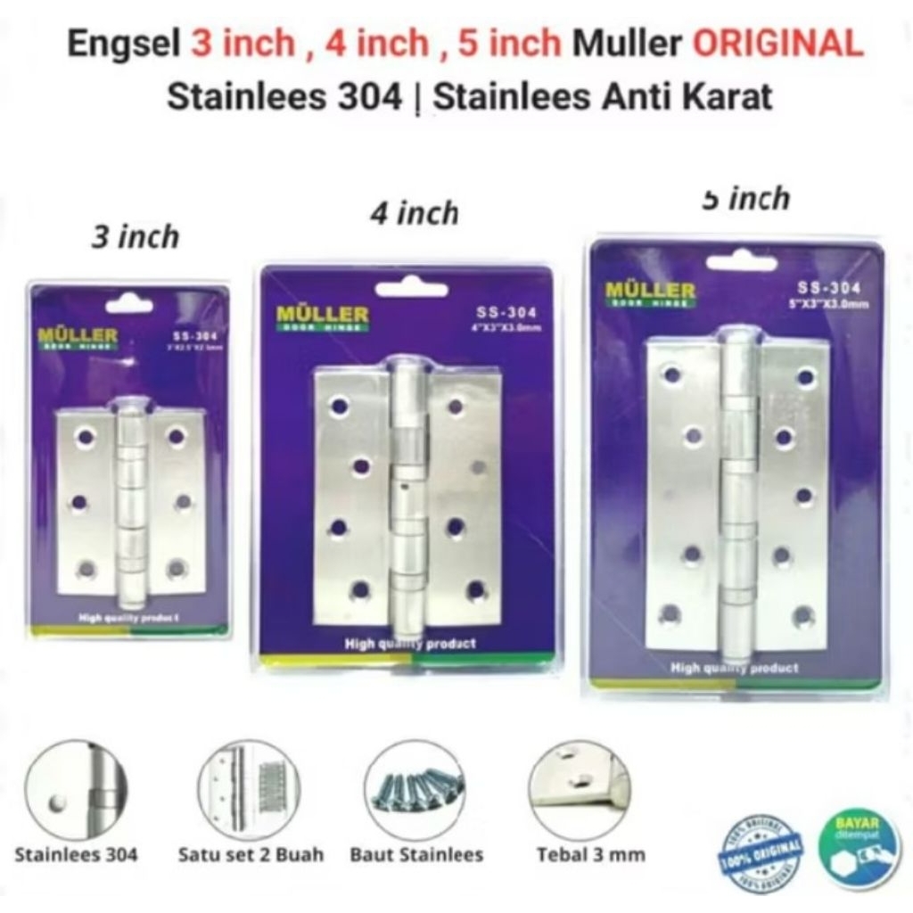 Jual Engsel Pintu Stainless Anti Karat || Engsel jendela | Shopee Indonesia
