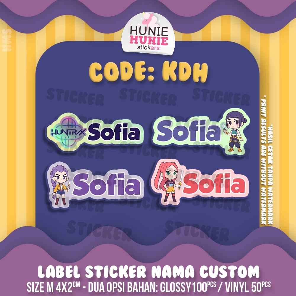 Jual Sticker Label Nama Custom - Kpop Demon Hunter (100pcs) Stiker Name ...