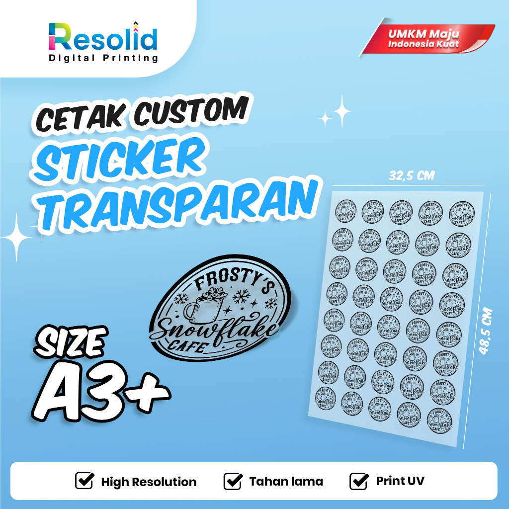 Jual Cetak Custom Stiker Transparan A3+ | Label Sticker Minuman 32.5 x ...