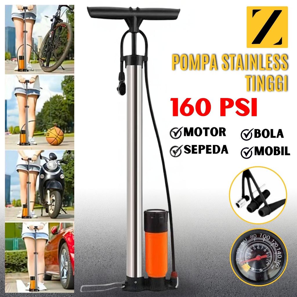 Jual Pompa Angin Tabung + Meter Alat Pompa Ban Angin Sepeda Motor ...