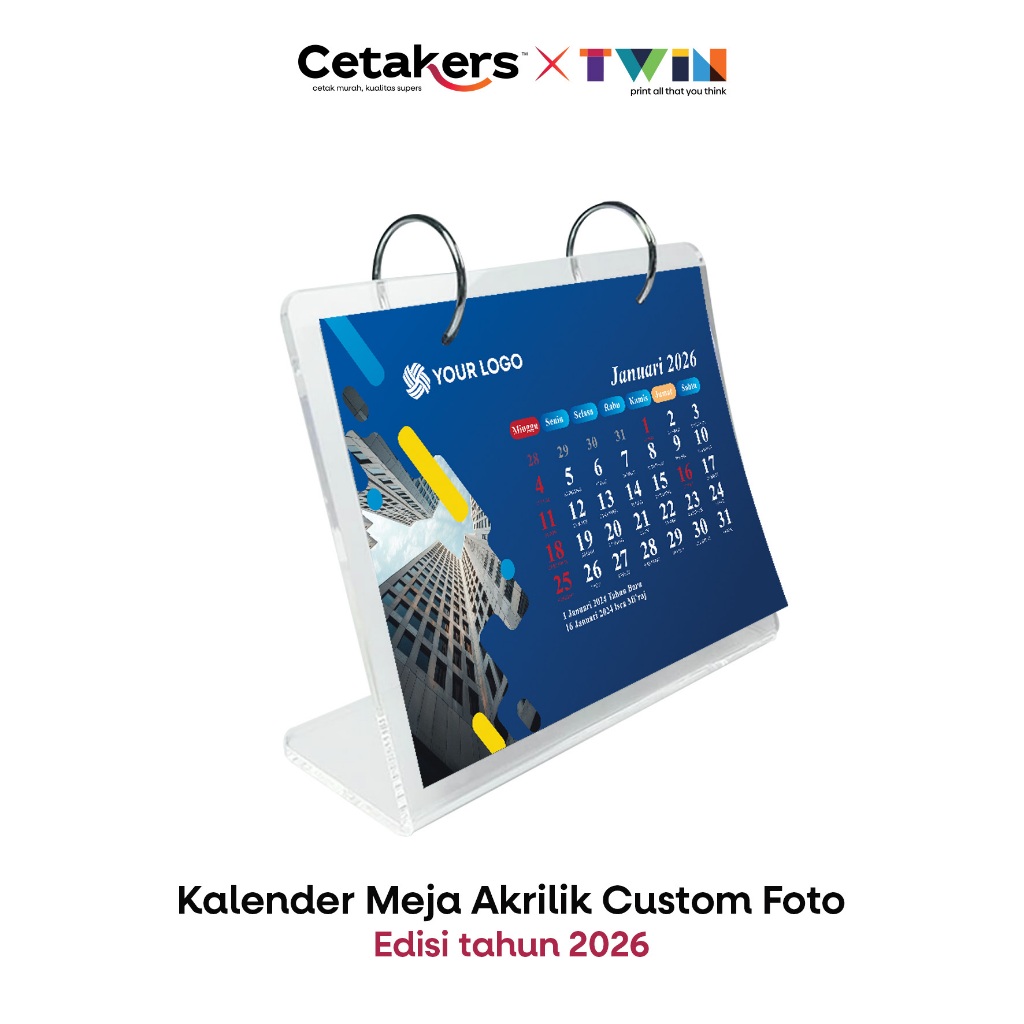 Jual Twin Advertising Custom Kalender Akrilik Meja 2026 | Shopee Indonesia