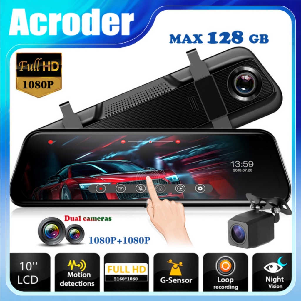 Jual Acroder Dashcam Mobil LF15 2K WiFi 10'' IPS Layar Sentuh 1080P ...